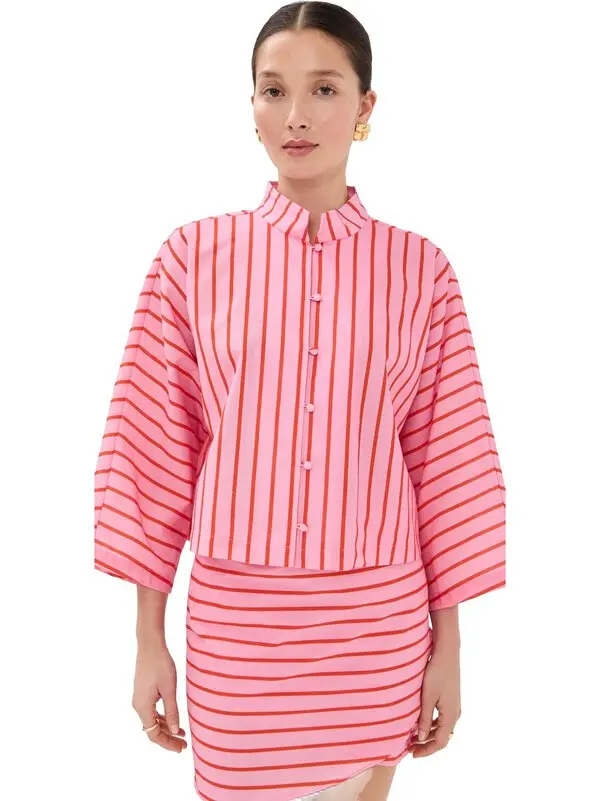 La Vie Style House Pinstripe Everyday Shirt - Pink