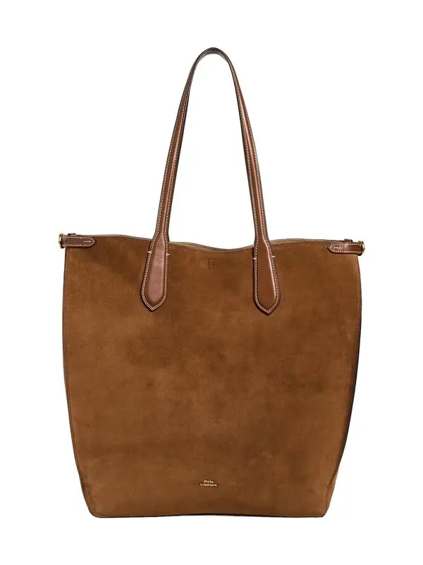 Polo Ralph Lauren Suede And Leather Bellport North/south Tote - Cinnamon/cuoio
