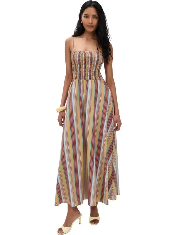 Faithfull The Brand Anniken Maxi Dress - Agua Stripe/mustard