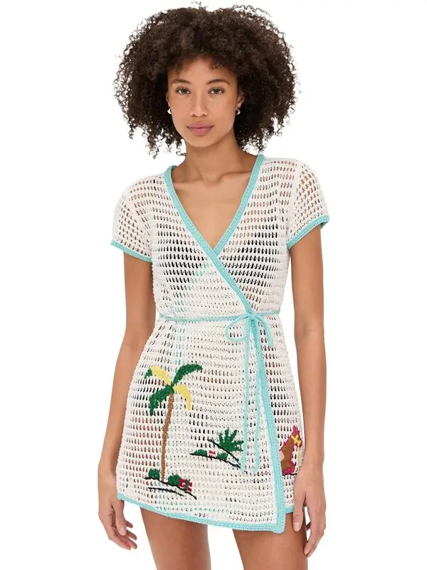 Staud Spritz Crochet Mini Dress - Riviera Ivory