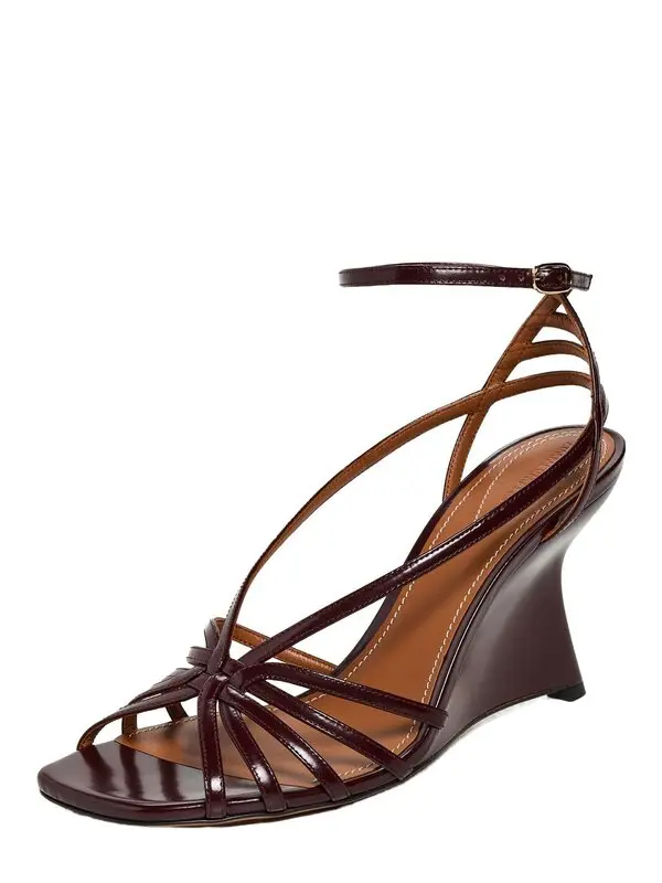 Zimmermann Aura Leather Wedge Sandals - Ruby