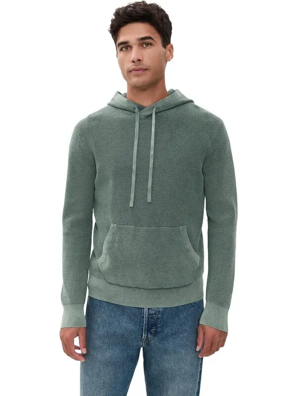 Faherty Brand Sunwashed Waffle Knit Hoodie - Mountain Olive
