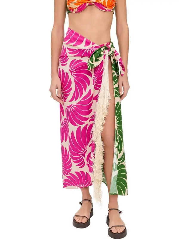 Farm Rio Banana Wings Midi Skirt - Banana Wings Pink