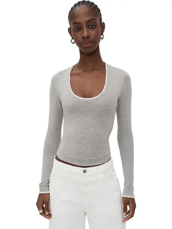 THE LINE BY K Nero Long Sleeve Top - Heather Gray
