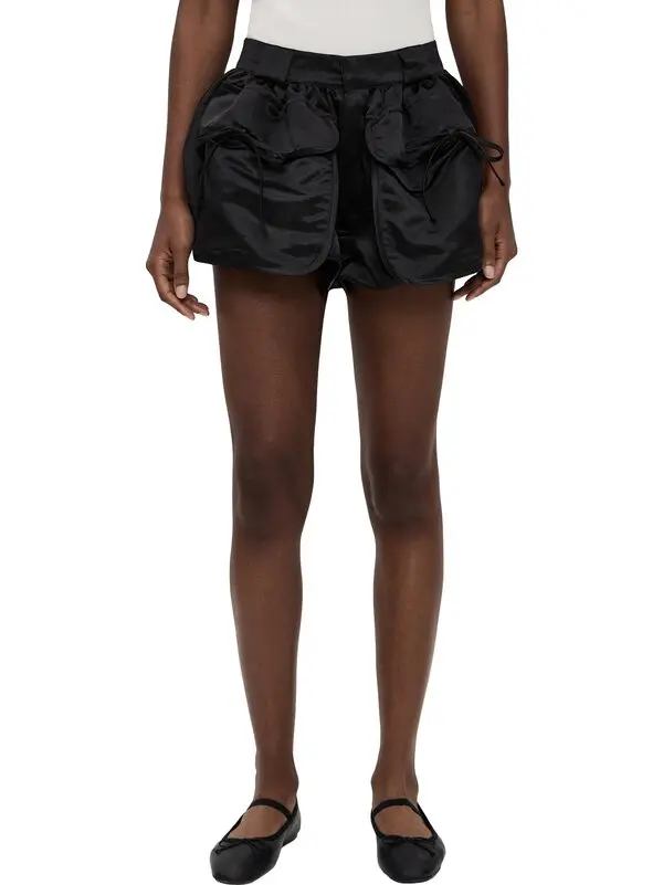 Sea Loraine Satin Bubble Shorts - Black