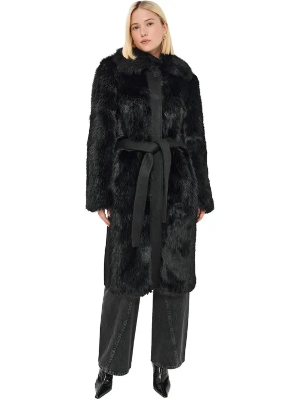 LA LIGNE Faux Fur Alpine Coat - Black