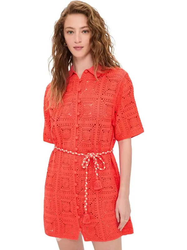 KIVARI Brenna Mini Shirt Dress - Coral
