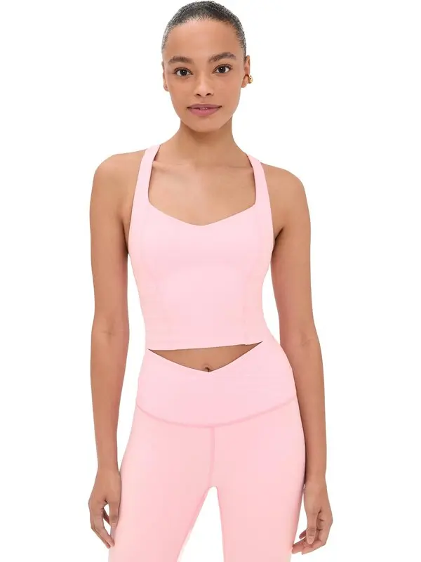 Beyond Yoga Intensity Racerback Cropped Tank - Frosty Pink Heather