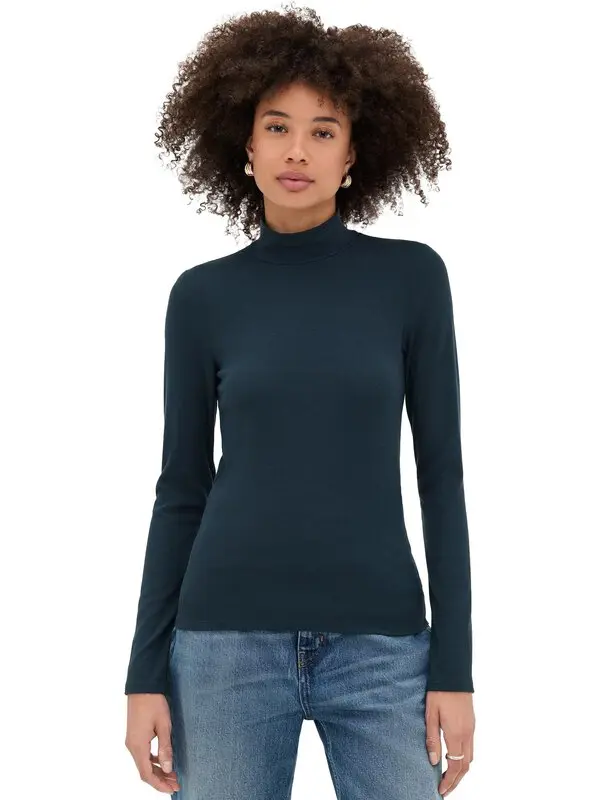 JAMIE HALLER The Mock Neck Tee - Navy