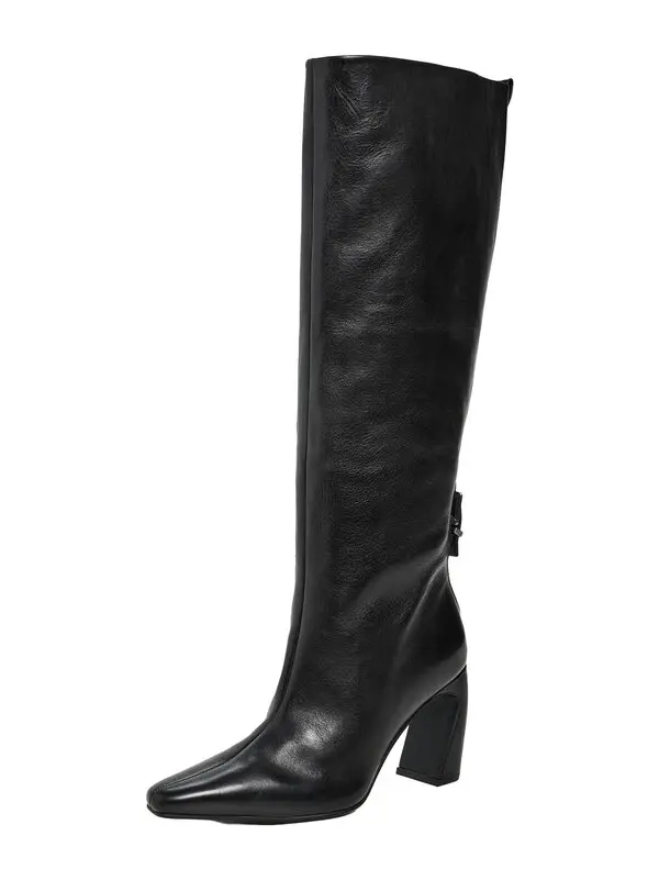 Free People Leather Tall Boots - Black Leather