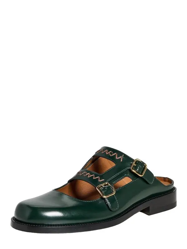 Marni Sabot Flats - Dark Petrol