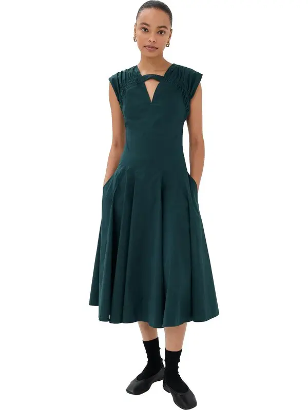 Proenza Schouler Manoela Midi Dress - Dark Spruce