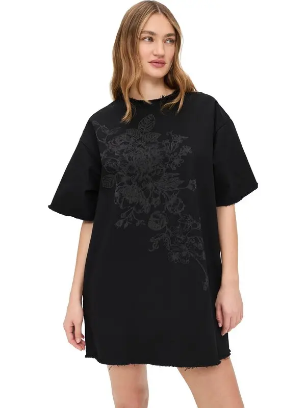 MARQUES' ALMEIDA Flower Motif T-shirt Dress - Black