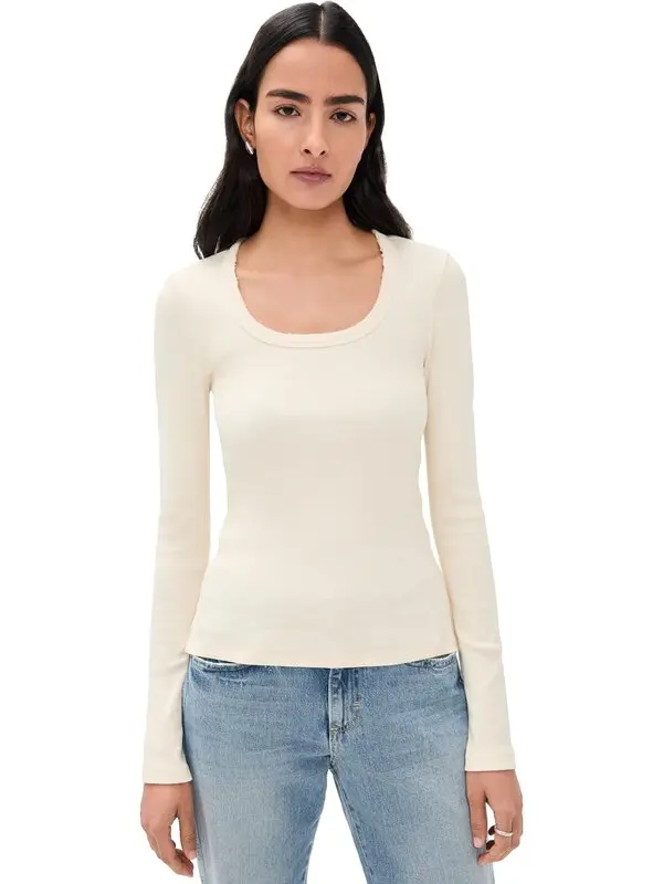 AMO Angelina Long Sleeve Top - Bone