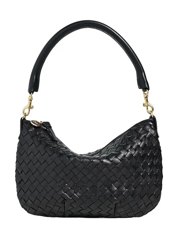 Clare V. Petit Moyen Woven Messenger Bag - Black