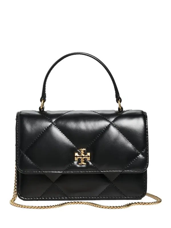 Tory Burch Kira Diamond Quilt Mini Top Handle Chain Crossbody Bag - Black