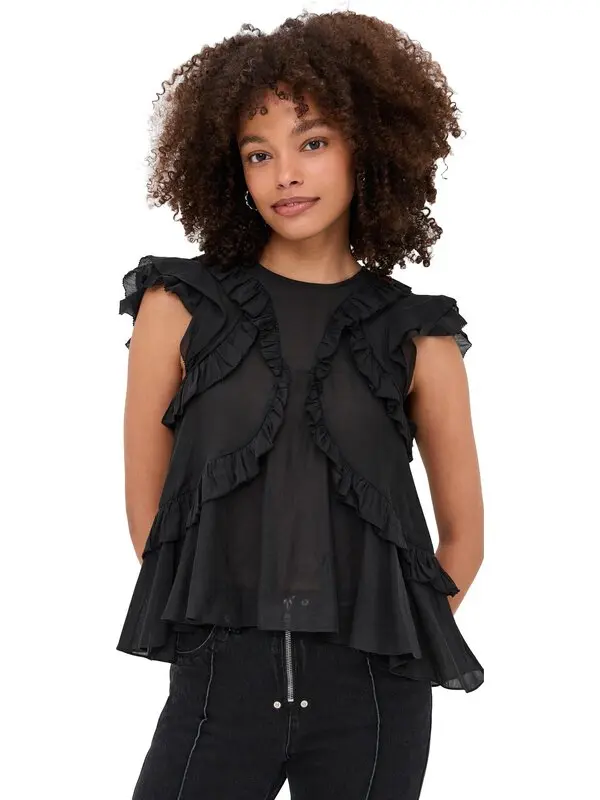 Isabel Marant Nalou Ruffle Top - Black