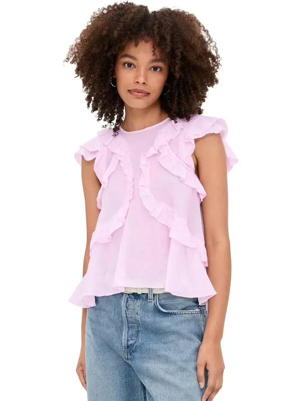 Isabel Marant Nalou Ruffle Top - Light Pink