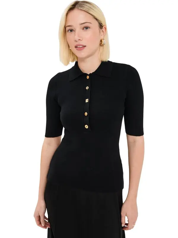 Françoise Pia Wool Polo - Black