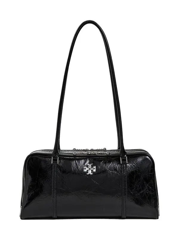 Tory Burch Crinkle Leather Small Marshmallow Satchel - Black