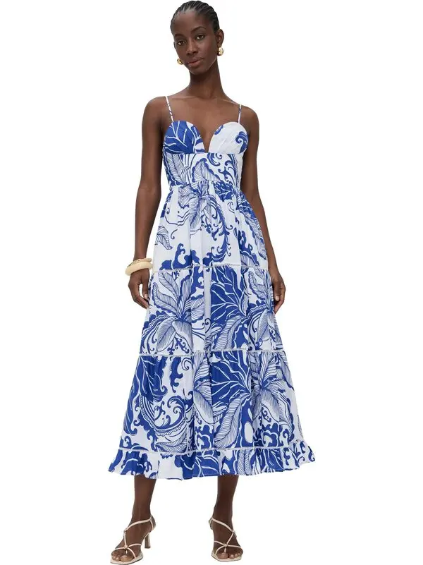 Poupette St Barth Milena Long Maxi Dress - Blue Reef Wave