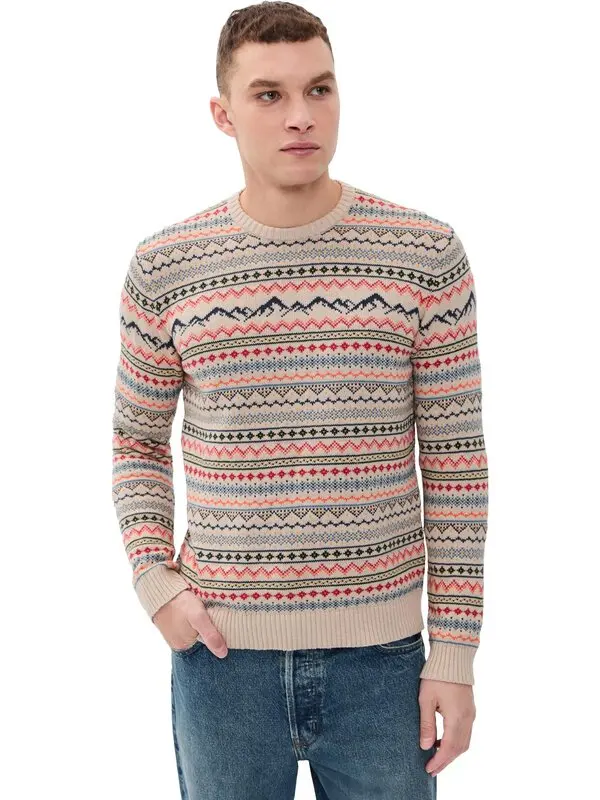 Marine Layer Fair Isle Crewneck Sweater - Oatmeal Multi