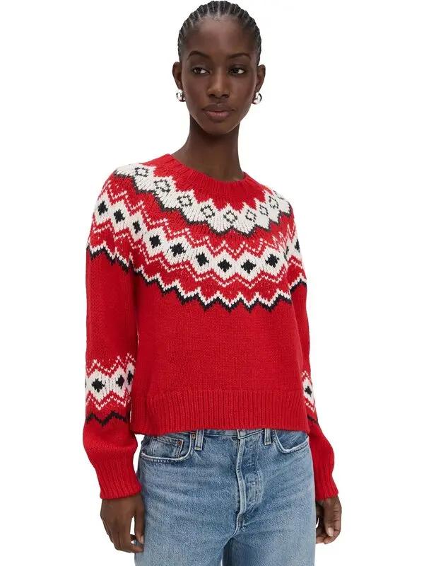 Z Supply Fair Isle Patterned Sweater - Festive Red