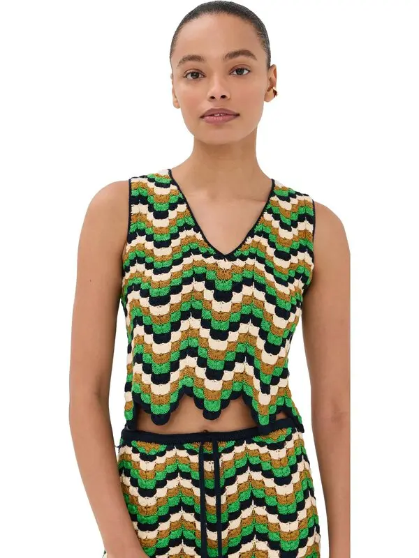 Escvdo Suspiro Crochet Top - Green/blue