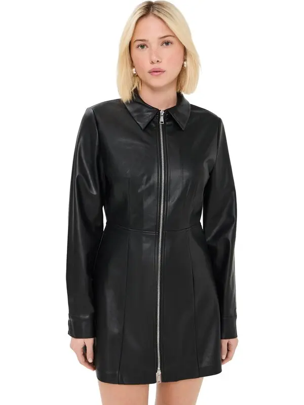 LE BOP Sloane Faux Leather Mini Dress - Black