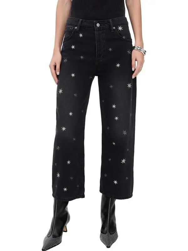 Free People Embroidered Star Jeans - Starry Night