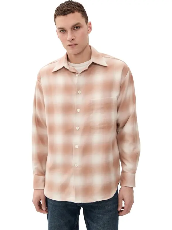 AARON LEVINE Shadow Flannel Shirt - Coral