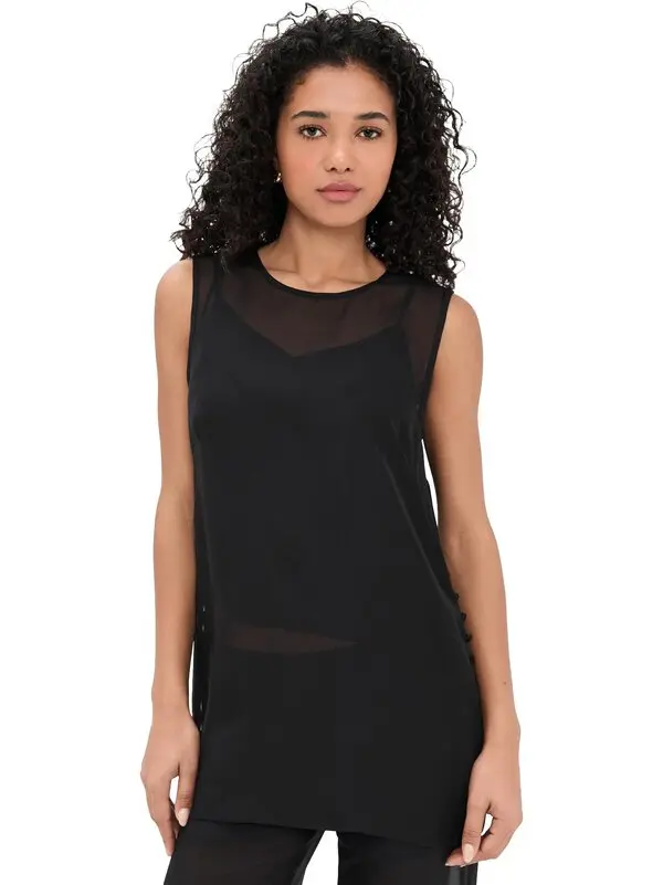 LA LIGNE Sheer Silk Maxime Top - Black
