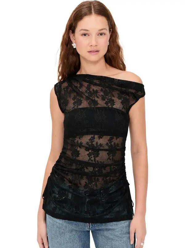 Lioness Ruched Off-shoulder Top - Noir