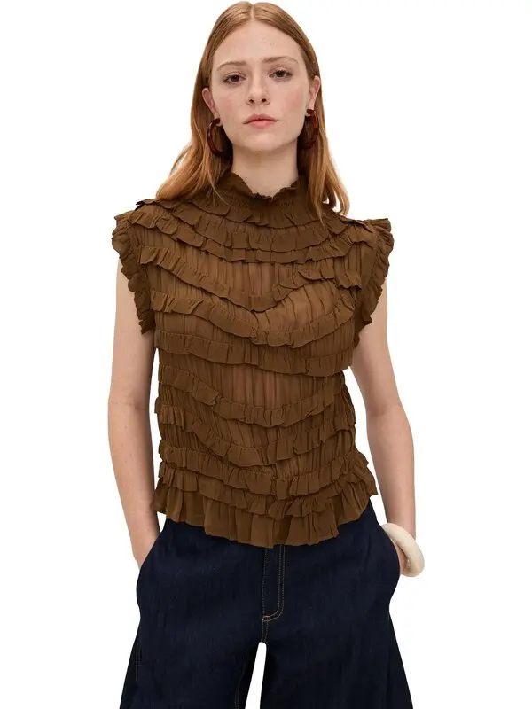 Rachel Comey Mali Ruffle Top - Ochre