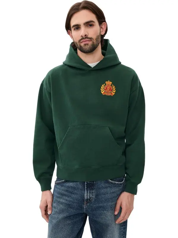SPORTY & RICH Ny Crest Embroidered Hoodie - Forest