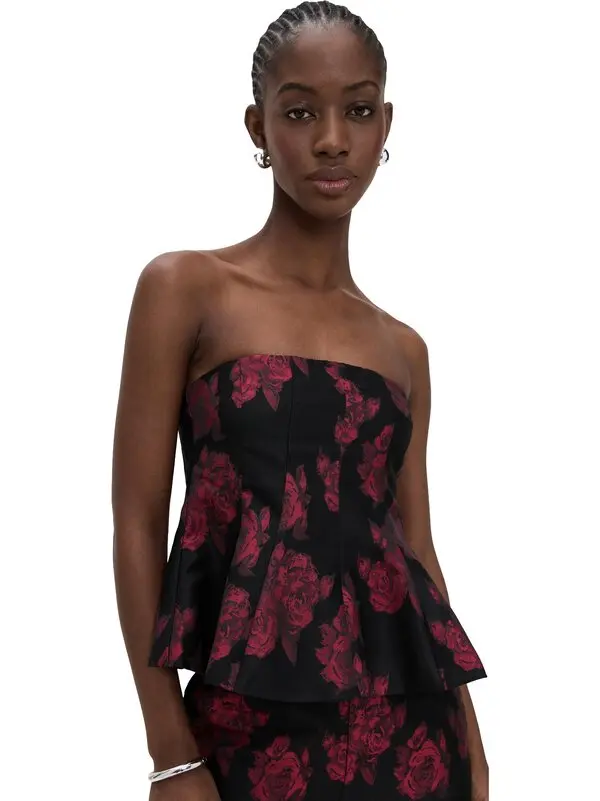 Misa Piper Strapless Peplum Top - Midnight Rose