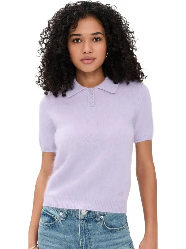Rag & Bone Jada Brushed Cashmere Polo - Lavender