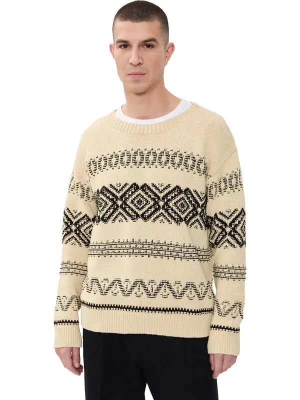 Nn07 Todd Jacquard Sweater - Ecru
