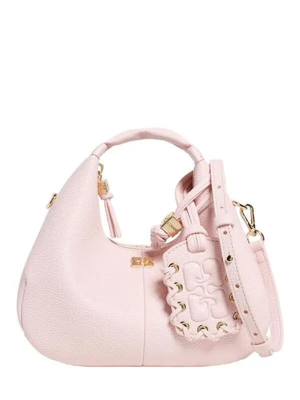 GANNI Grained Faux Leather Hobo Bag - Chalk Pink
