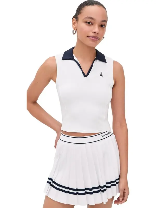 SPORTY & RICH Src Sports Polo Vest - White/dark Navy