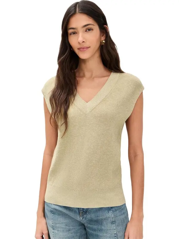 LE BOP Nova Metallic Sweater Vest - Oatmeal