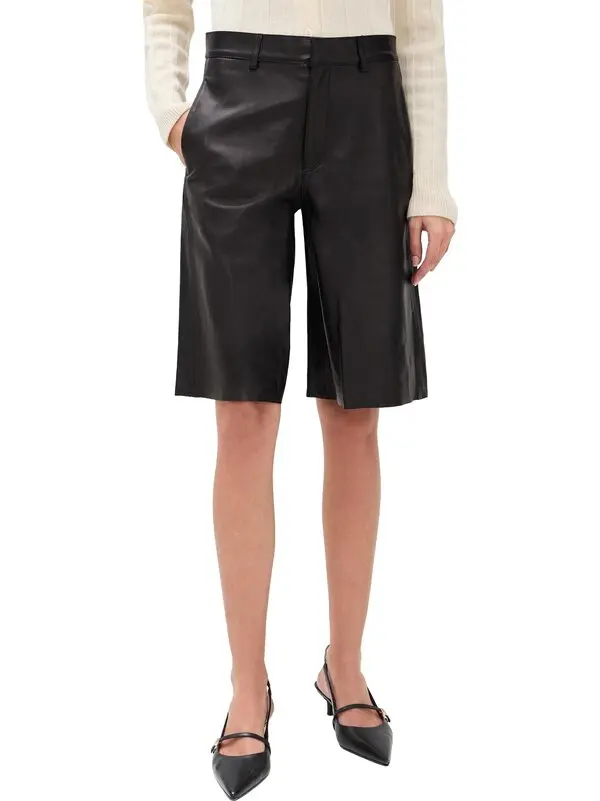 HOUSE OF DAGMAR Boxy Leather Shorts - Black