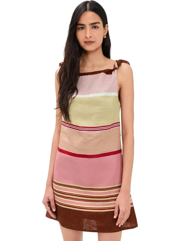 Faithfull The Brand Flor Mini Dress - Barragan Stripe/dusty Mauve