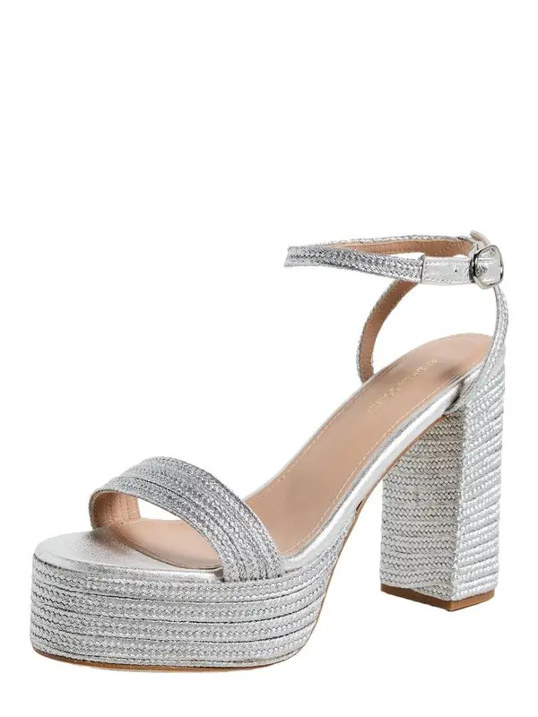 ANDREA GOMEZ Becka Platform Heels - Silver Raffia