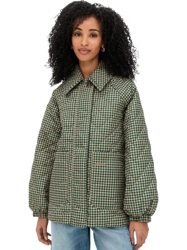 Barbour Laoise Check Quilted Jacket - Sage Houndstooth/sand Dune