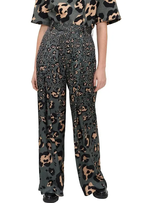 A POTTS Wide Leg Leopard Print Trousers - Pop Leopard