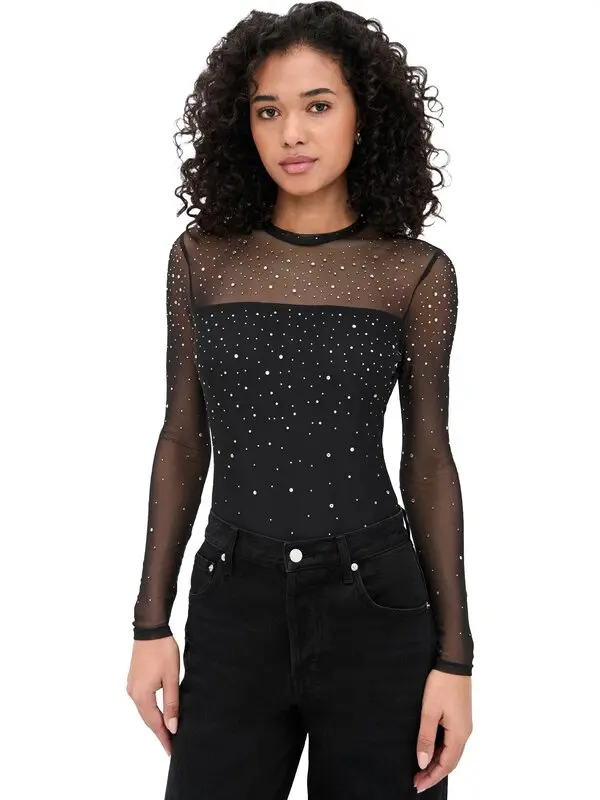 Generation Love Brody Crystal Bodysuit - Black/clear