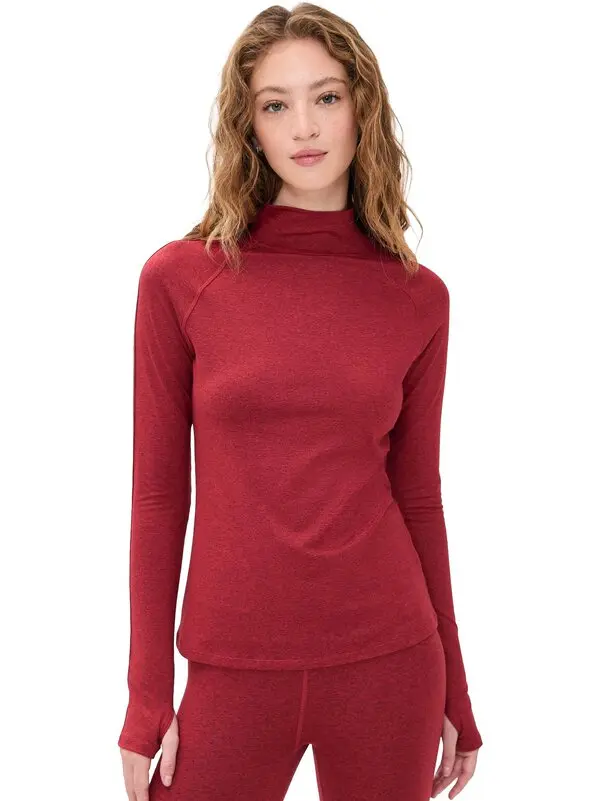 Varley Mock Neck Baselayer - Red Dahlia Marl