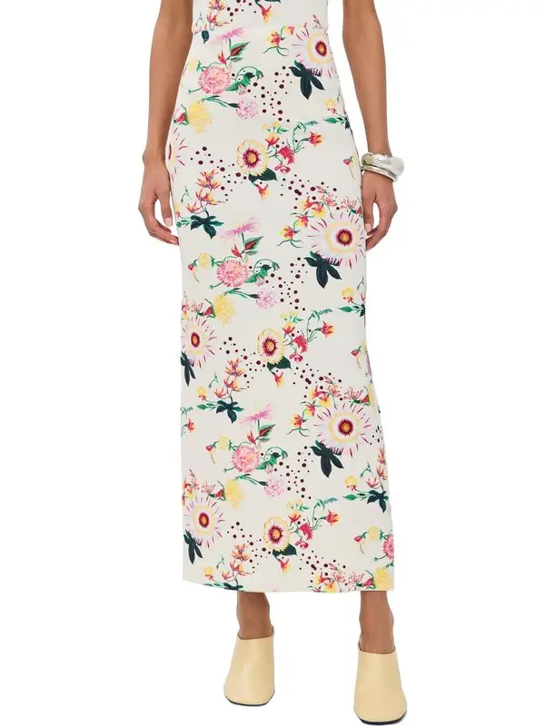 Rabanne Floral Print Jersey Skirt - Flower Yellow/red/blue