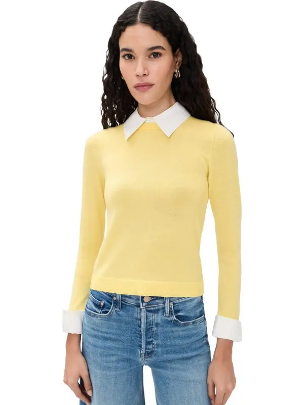 Alice + Olivia Porla Collared Sweater - Butter Multi